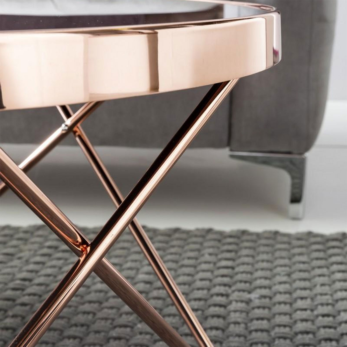 Wohnling Couchtisch Design rund Glasplatte | K000062094