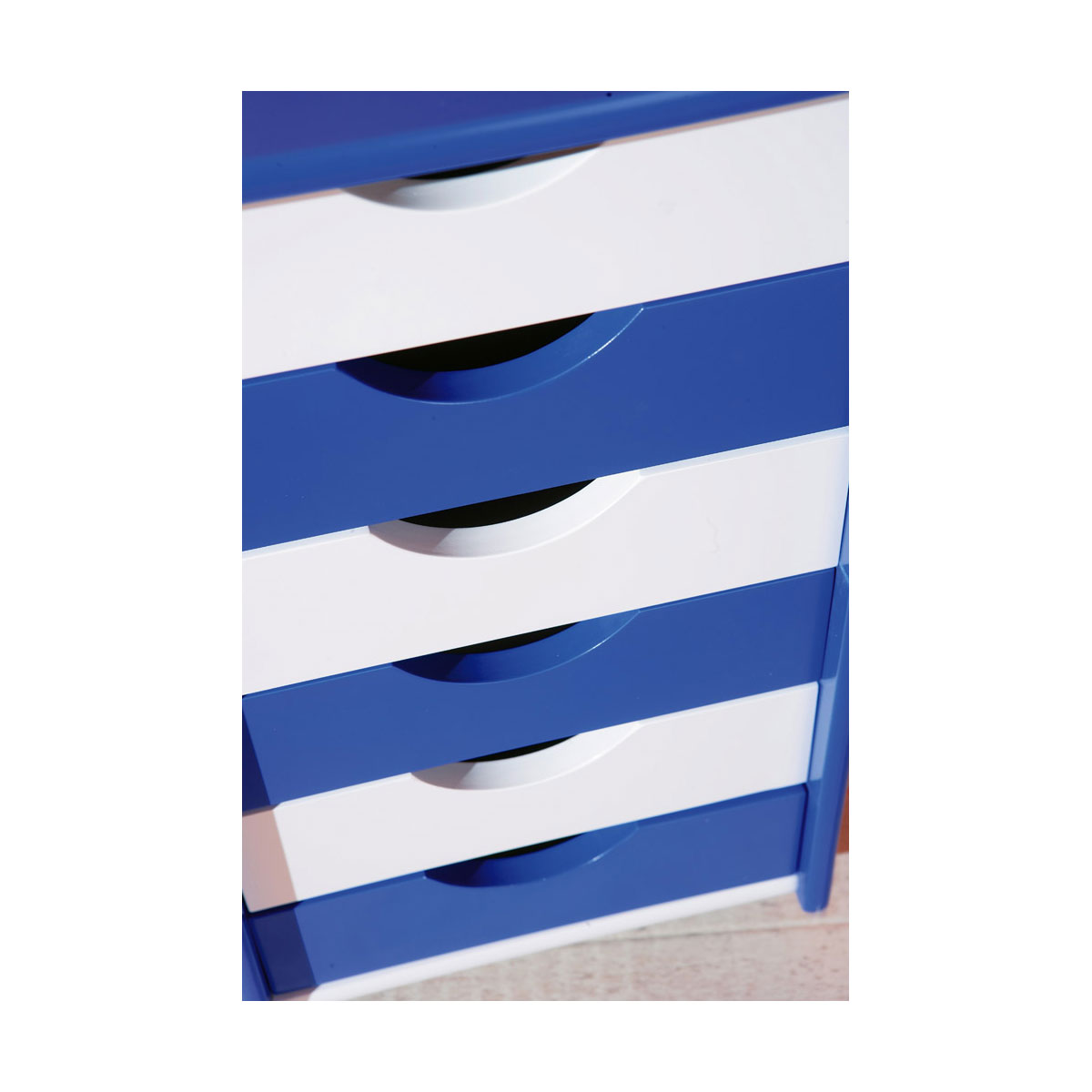 Inter Link Rollcontainer Beppo blau weiß lackiert 6 Schubladen 65 x 36 ...