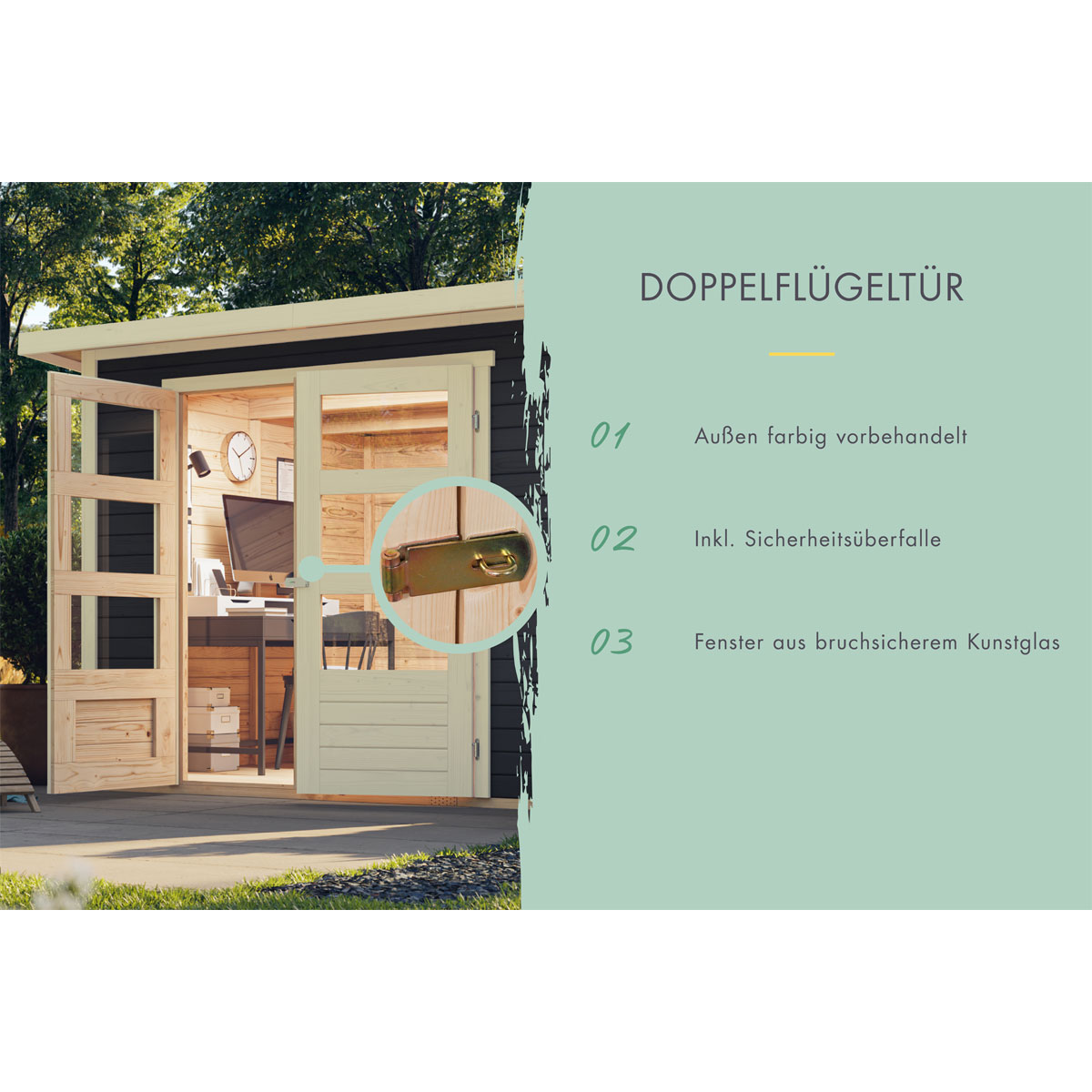 Karibu BBH Kerko 5 Set mit Anbaudach terragrau online kaufen