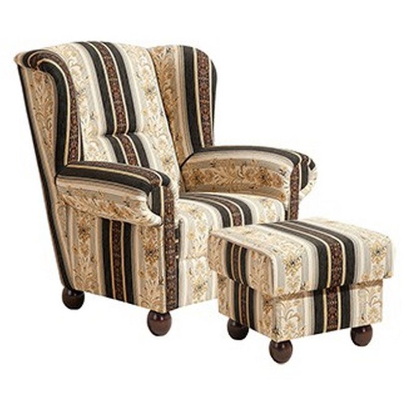 Max Winzer Ohrensessel-Set Merle mit Hocker schwarz | rot | K000062263