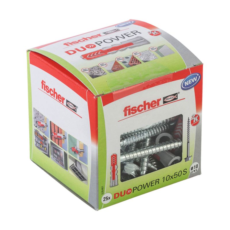 Fischer Dübel DuoPower 10 x 50 mm mit Sicherheitsschraube 25 Stück ...